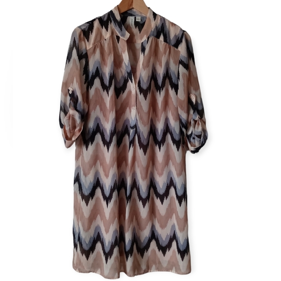 Tacera | Dresses | Tacera Womens 34 Sleeve Chevron Pattern Dresssize L ...